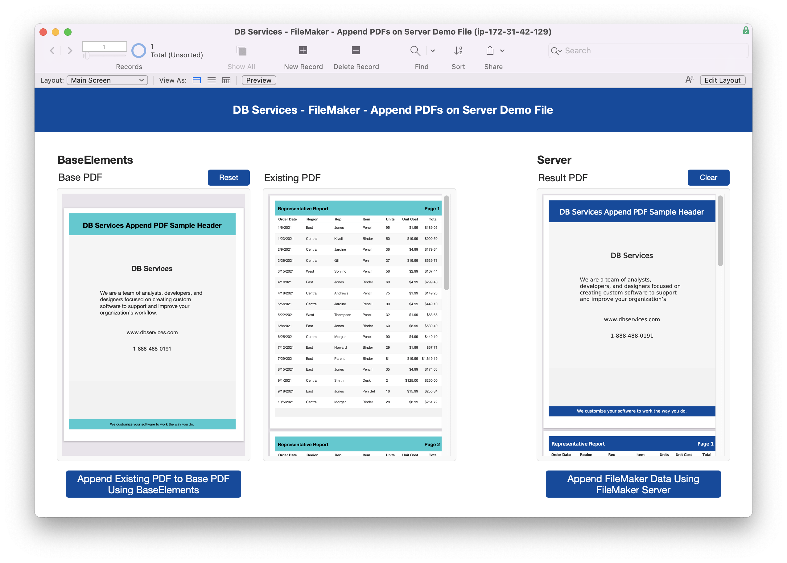 Appending PDFs On FileMaker Server DB Services